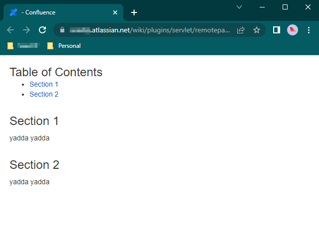 Solved Table Of Contents On Confluence Pages Embedded In