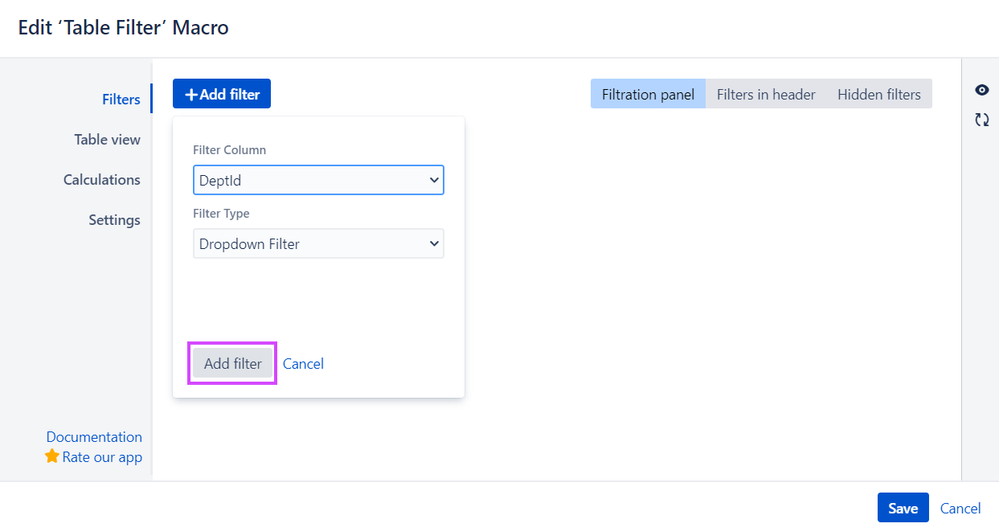 Solved: How to set default filters on Table Filter macro