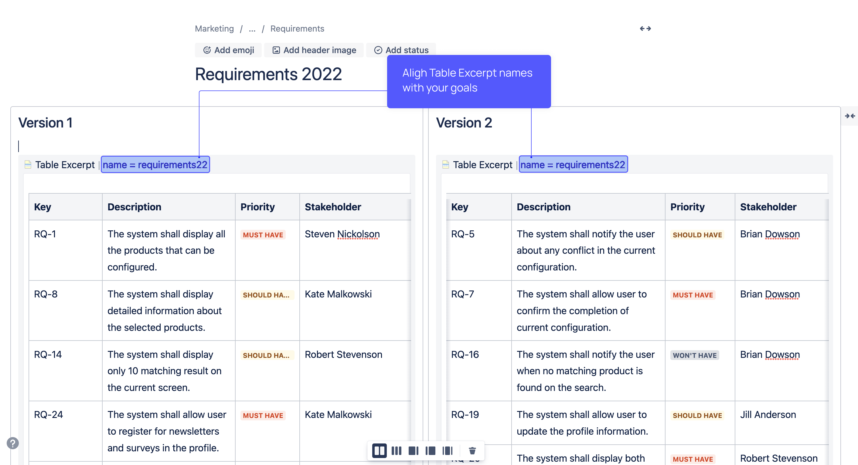 💡 3 Tips For Organizing Multiple Table Excerpts O Atlassian Community
