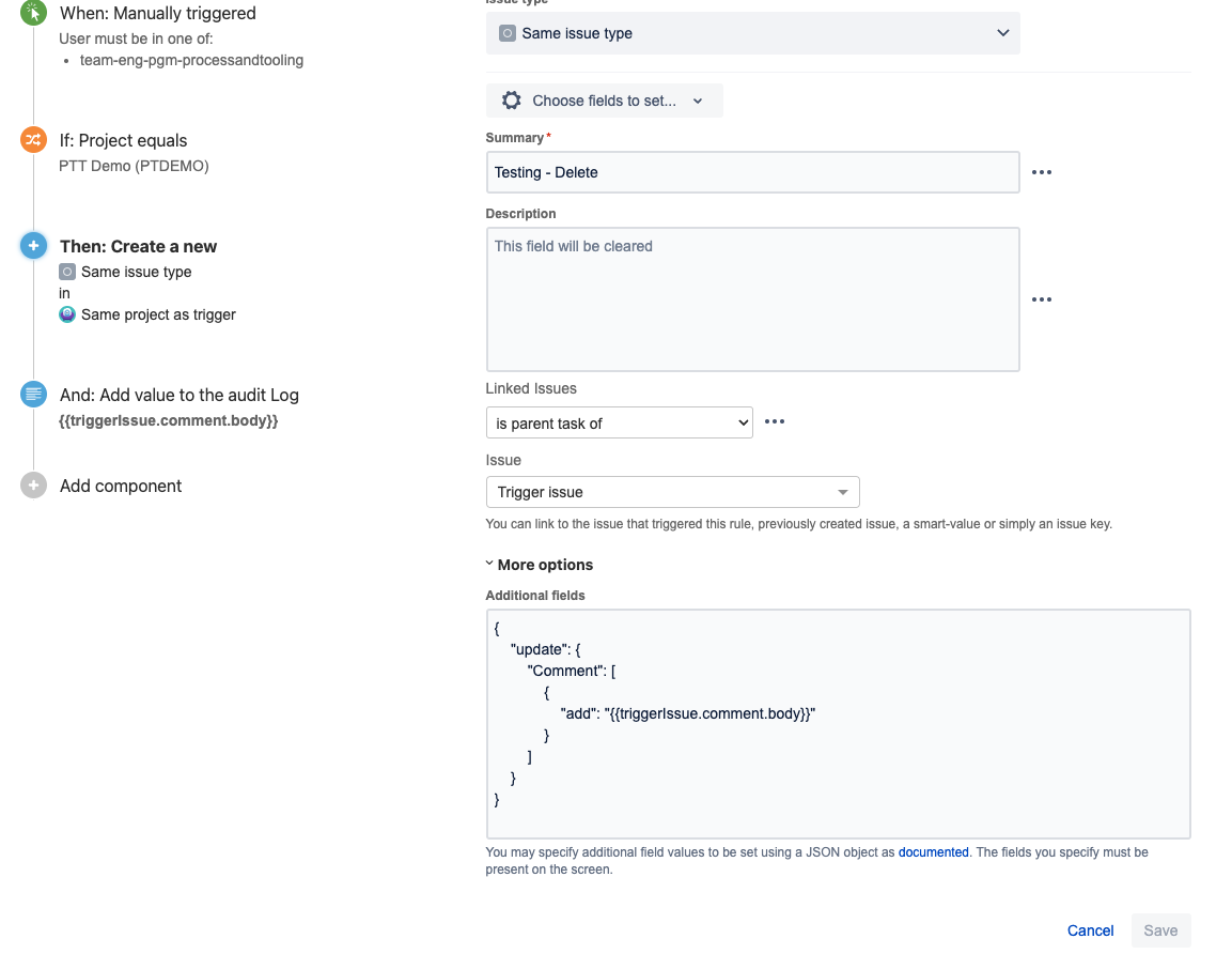 Adding A Comment Using Smart Values