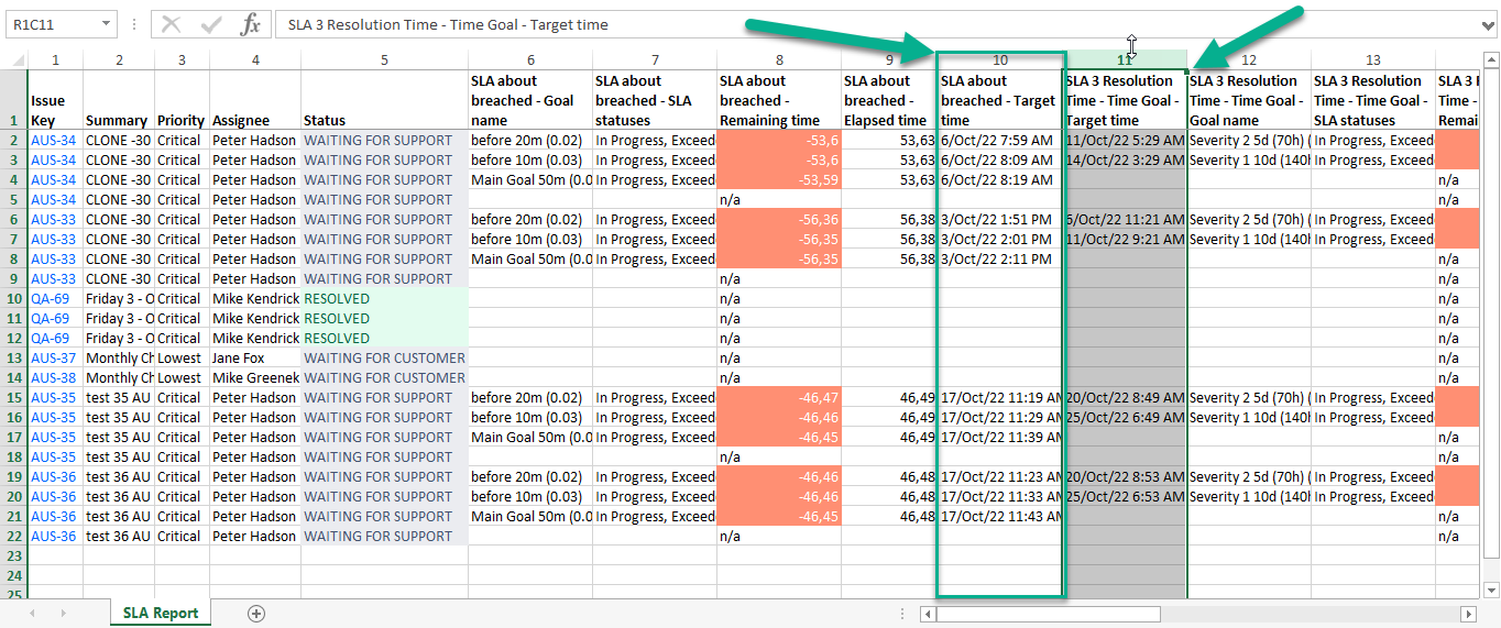 How can I get the SLA date and time stamp into a r...