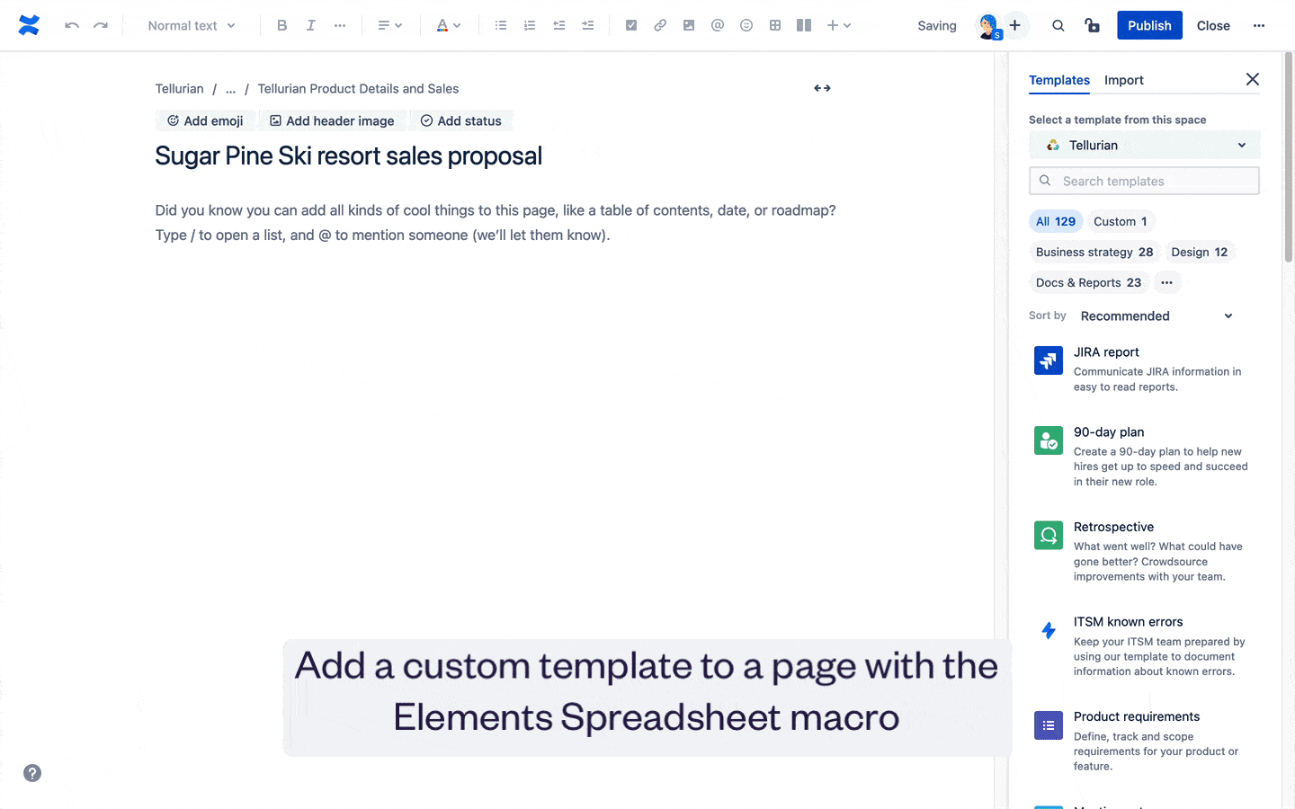 Create A Custom Confluence Table Template With Elements Spreadsheet