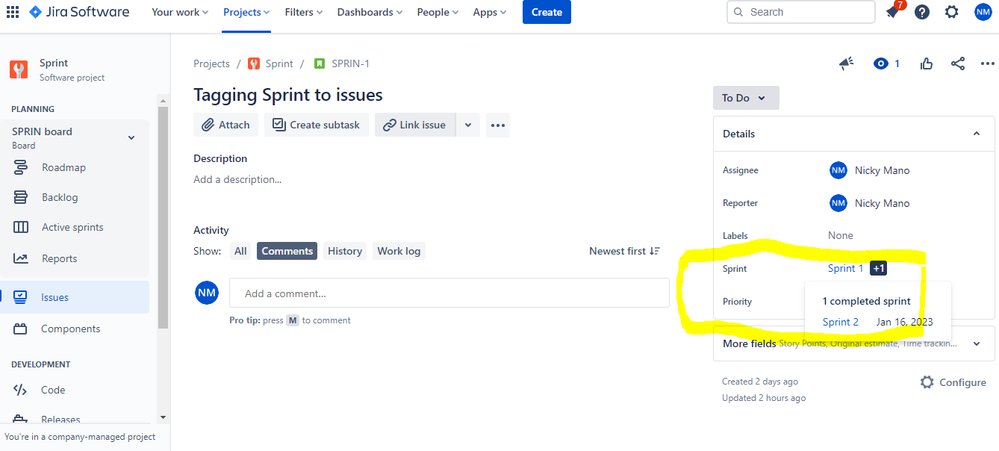 How to remove multiple sprints assigned to a story...