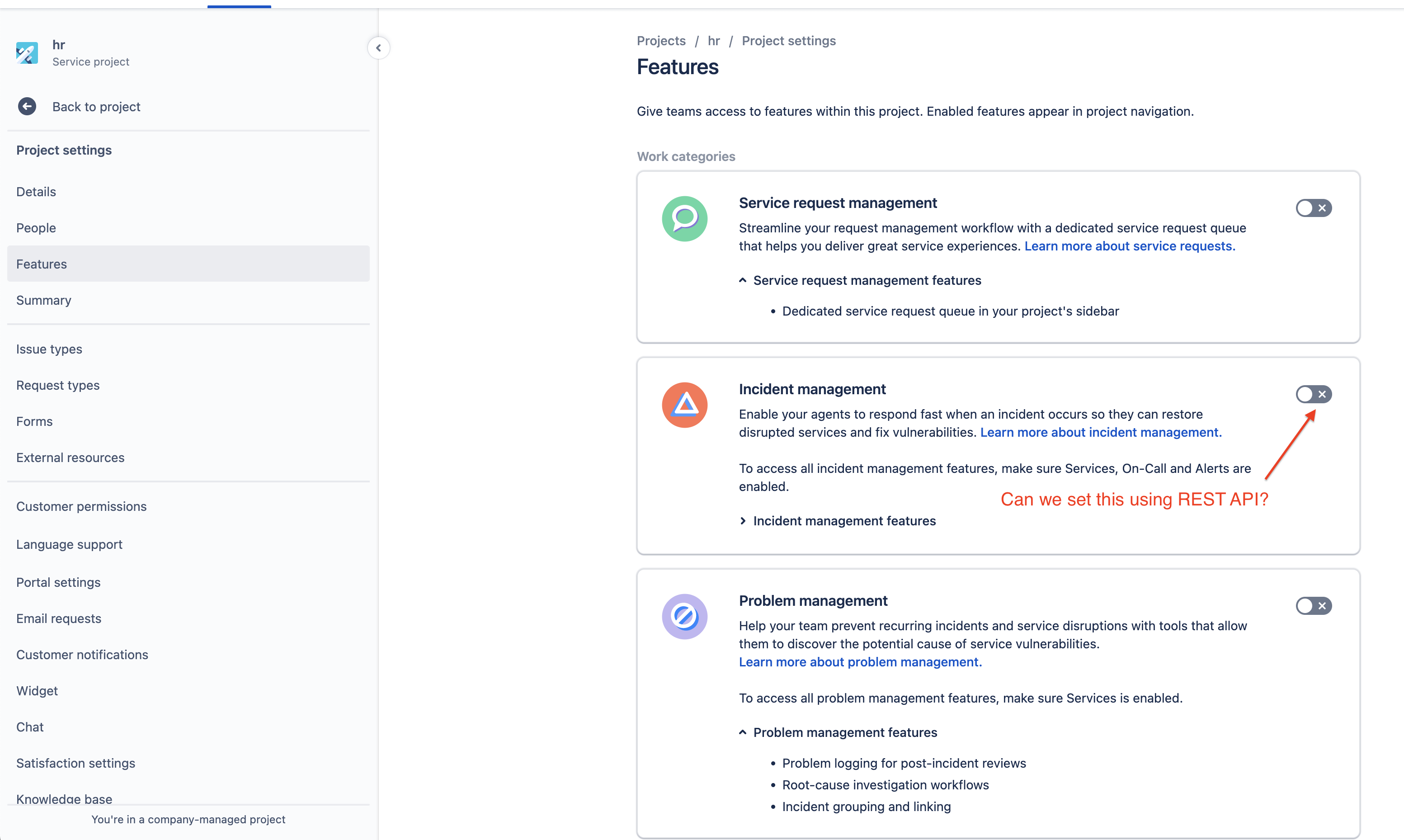 Solved Can You Set Jsm Project Features Using Rest Api