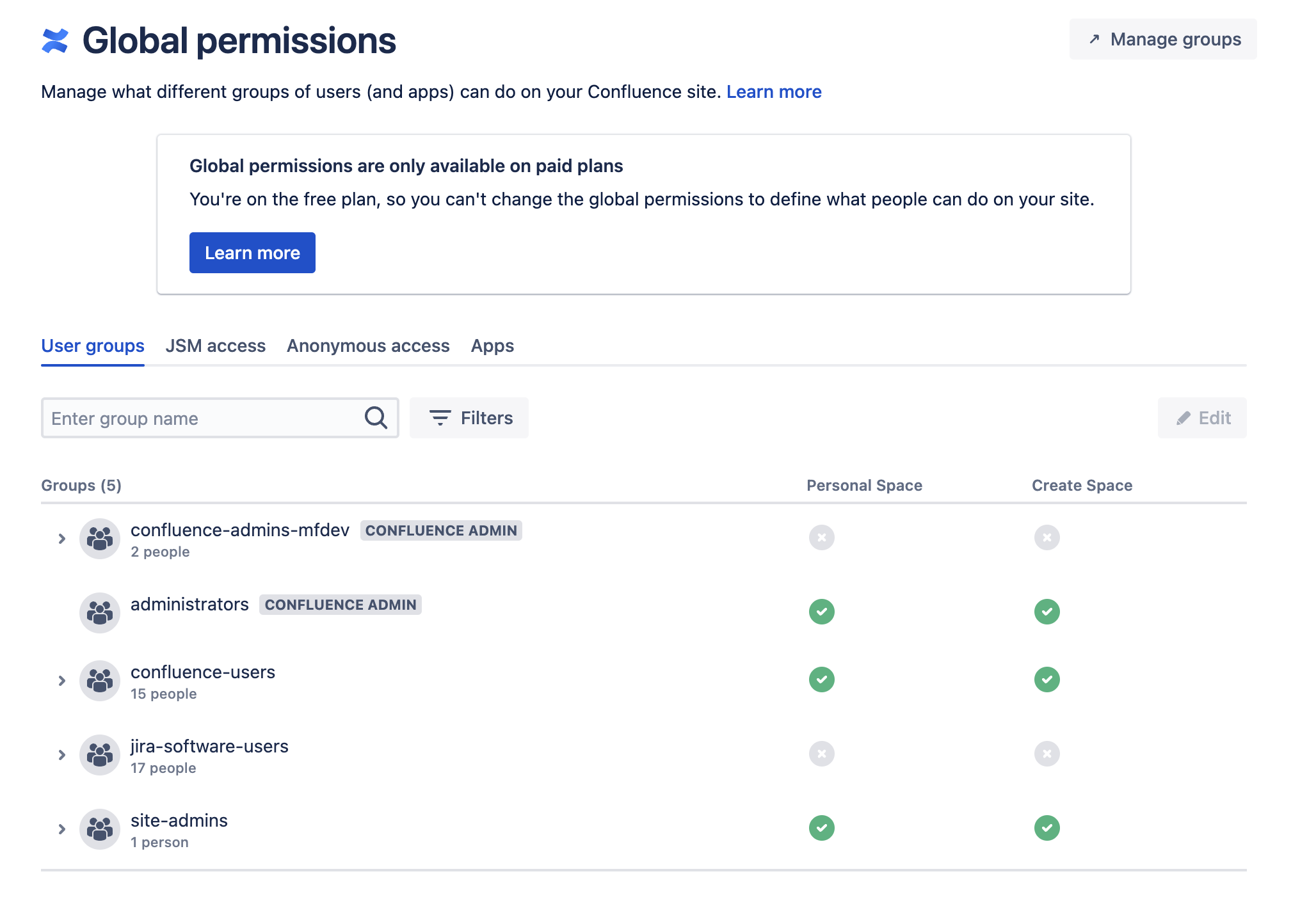 Solved: Unable to create New Space - Confluence Free Plan