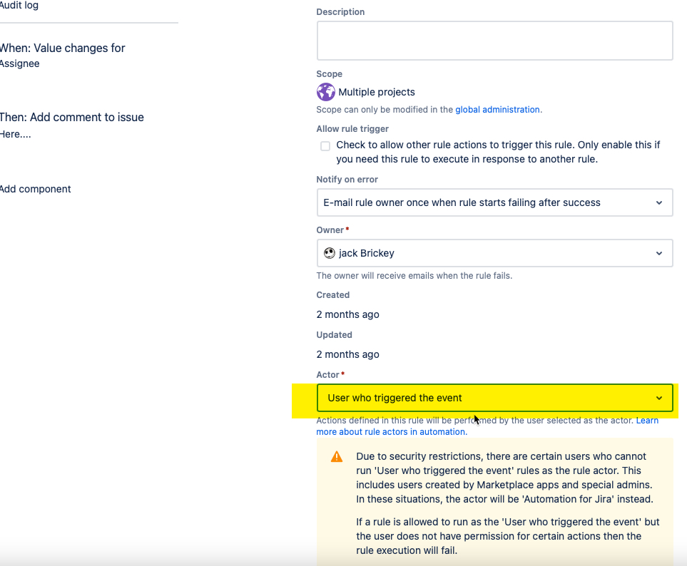 Solved: Automation for JIRA Plug-In - Actor Override