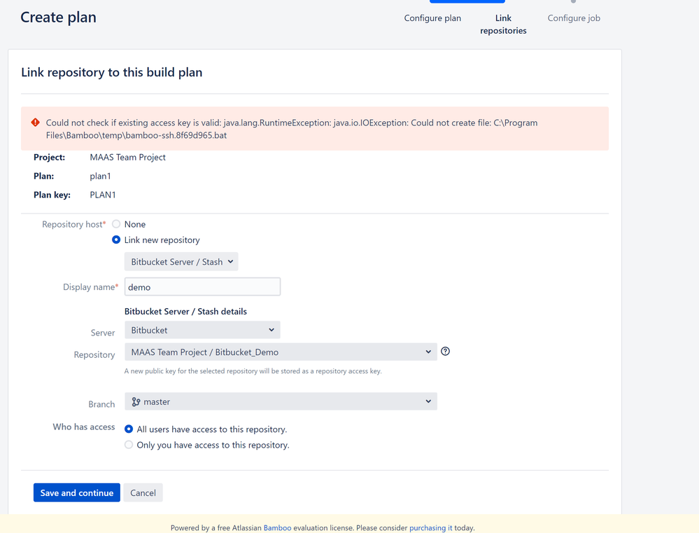 Getting an error while trying to add a bitbucket r... Getting an error while trying to add a bitbucket r...