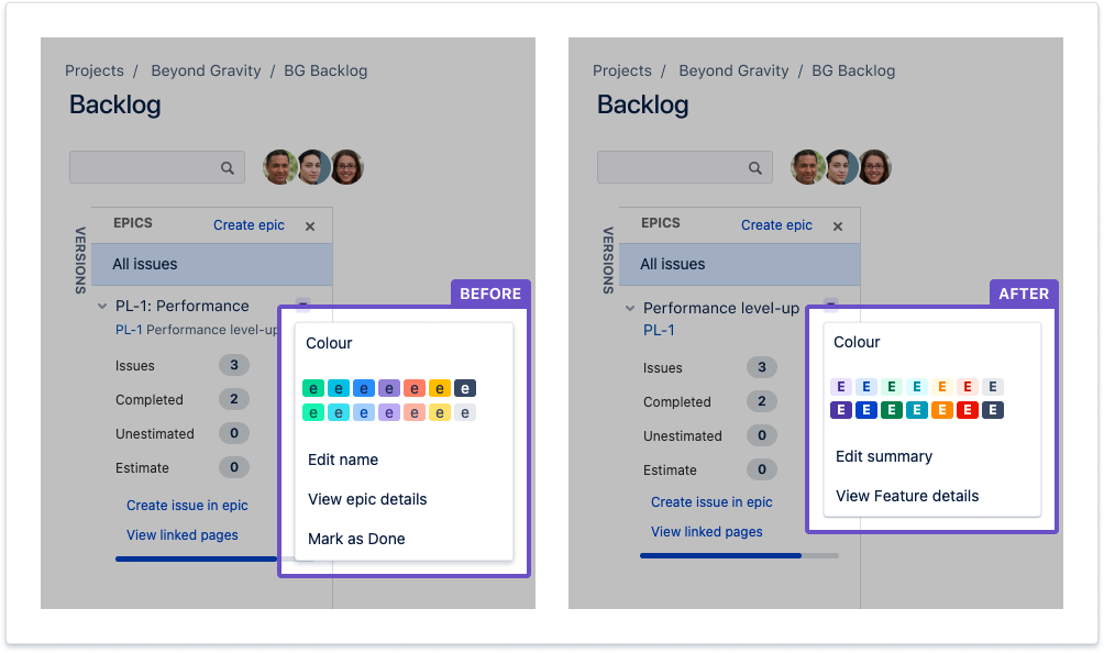 Jira Software 企業管理対象プロジェクトのエピックフィールドに予定されている変更につ Atlassian Community