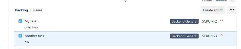 Label inside the Jira task title