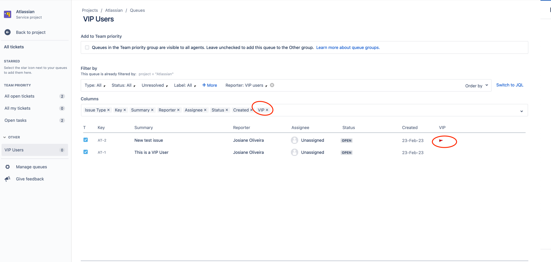 How To Flag A User As Vip In Your Queue Atlassian Community