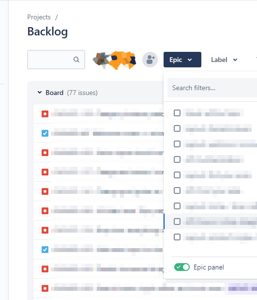 Epic panel not showing up anymore in the backlog