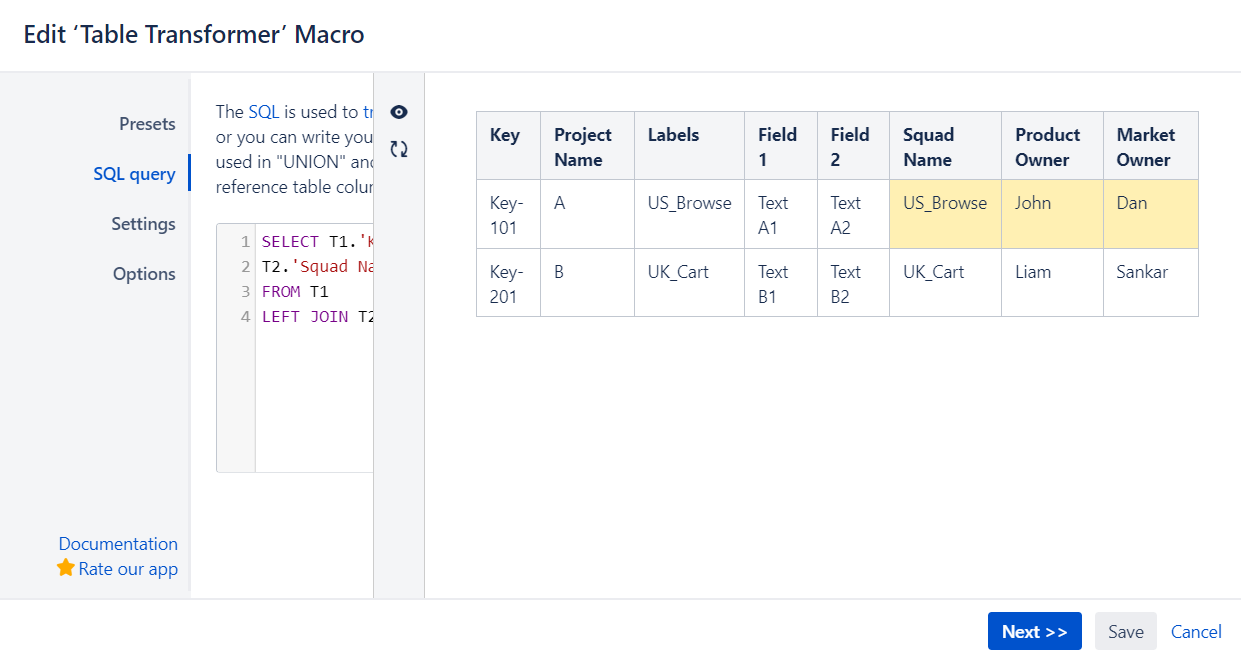 Confluence Table Transformer Query Returns 2 Match