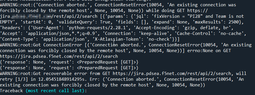10054 Error Using Jira Python Package Arc