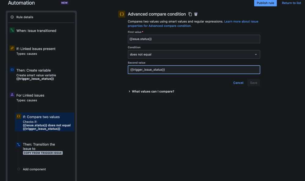 Automation: transitioning issues based on linked i...