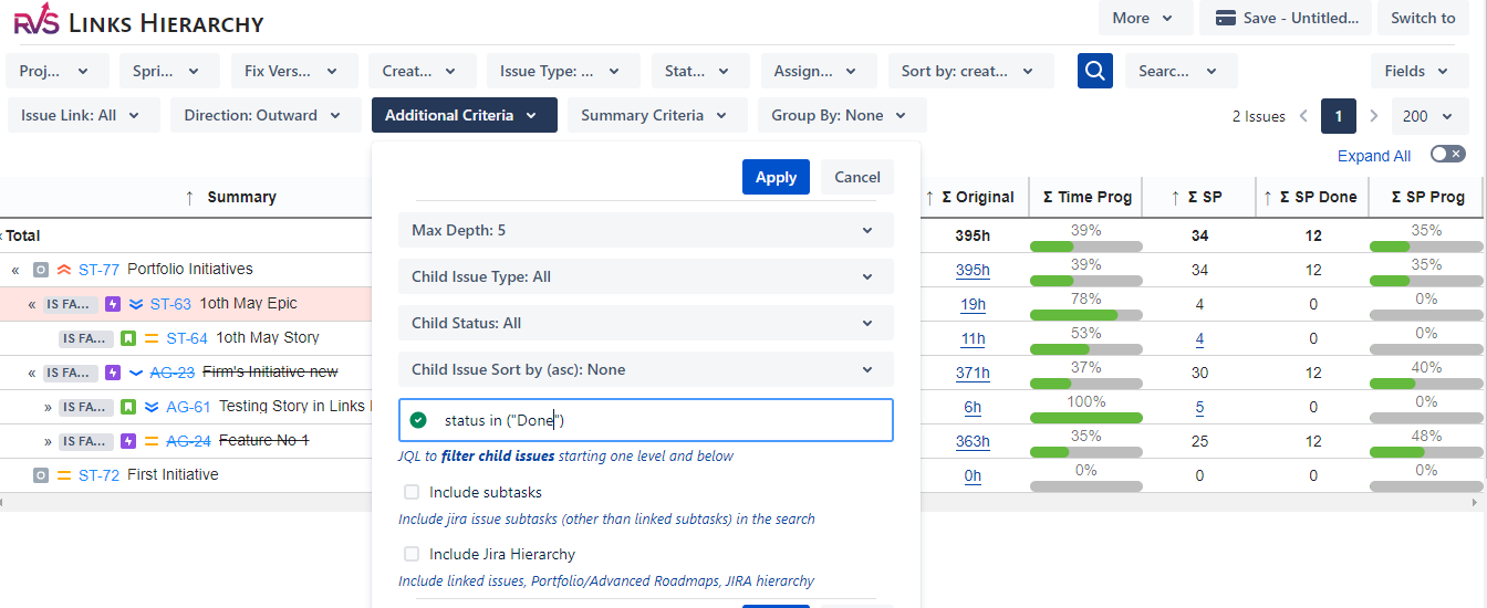 Find All Stories In Specific Statuses That Are Chi 