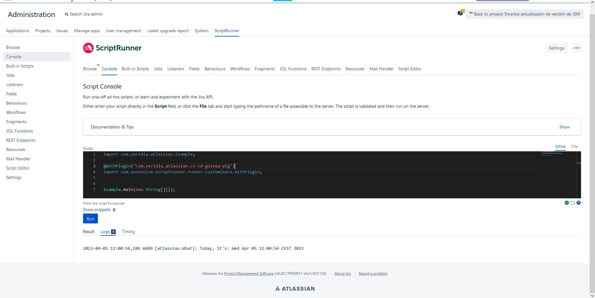 Scriptrunner Script Plugin Not Fully Working