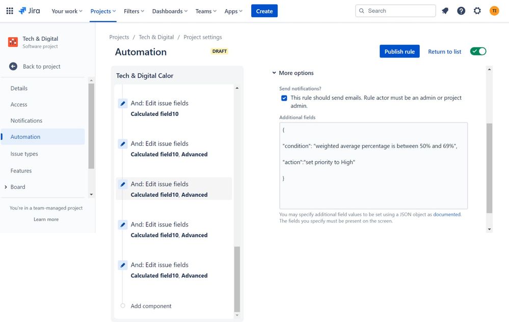 percentage calculation in Jira