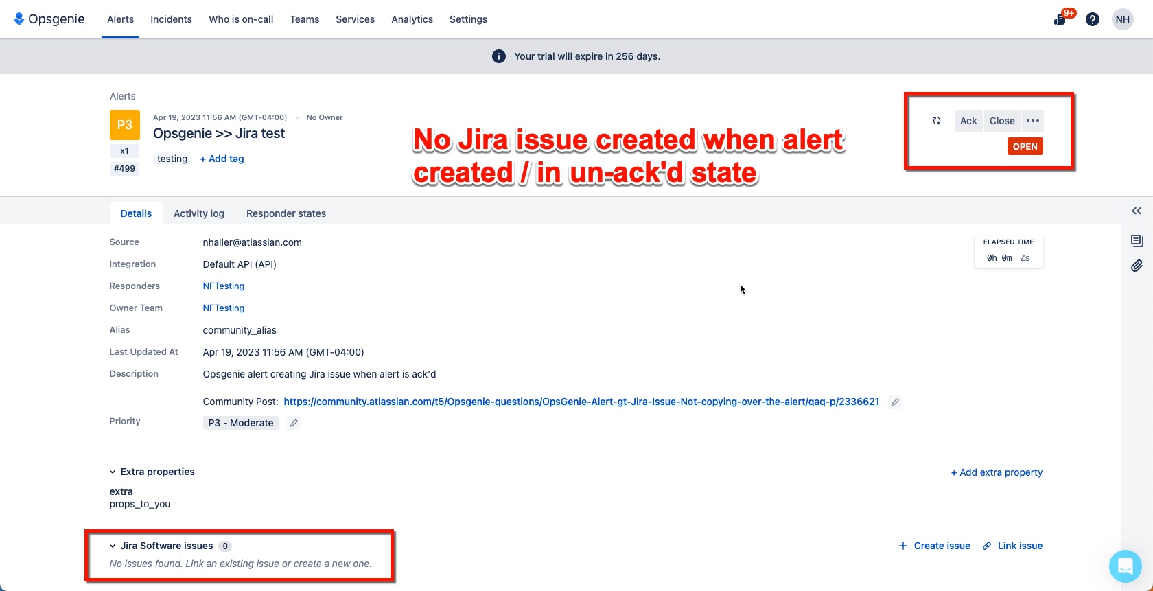 Opsgenie Alert Jira Issue Not Copying Over The
