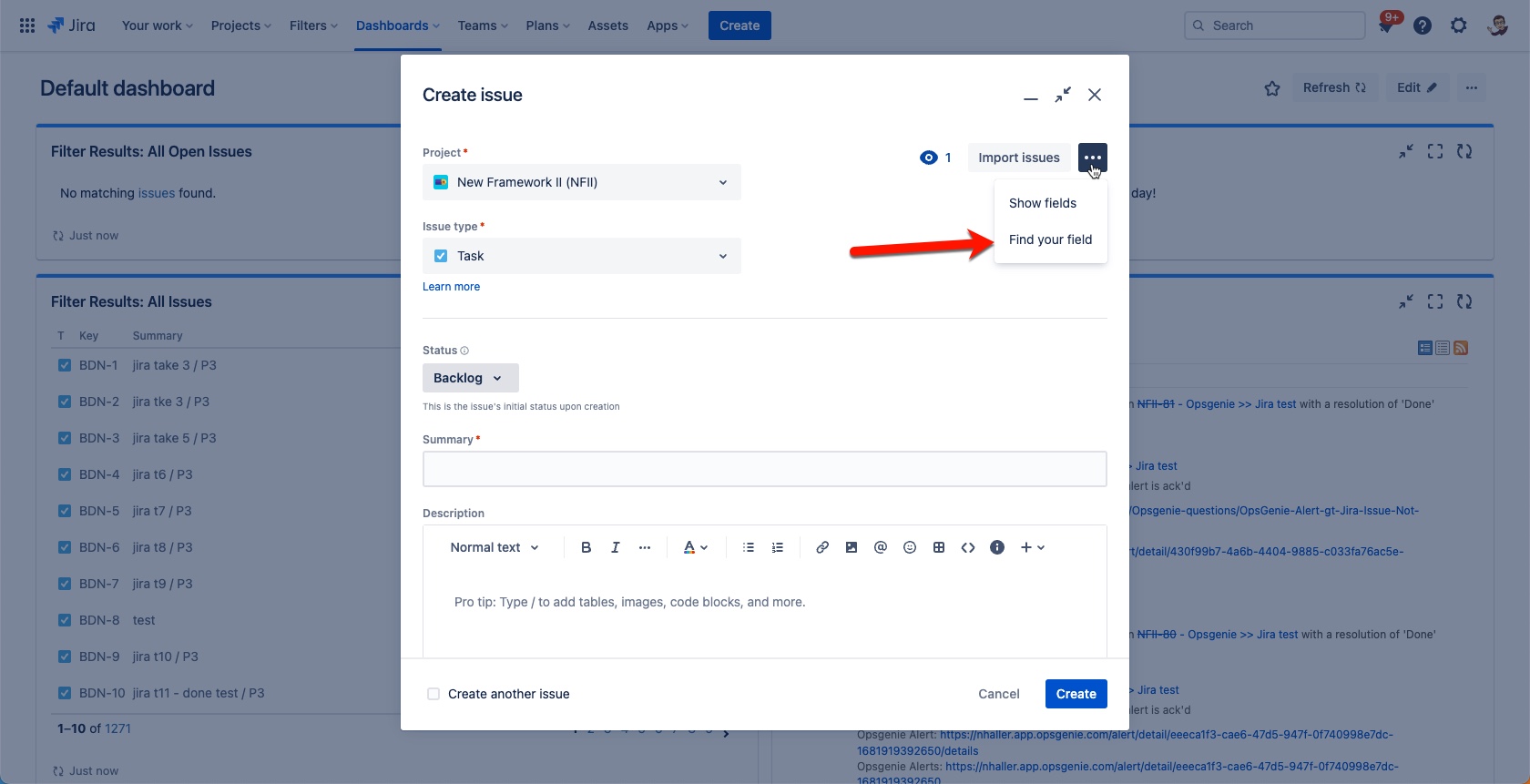 Opsgenie Alert Jira Issue Not Copying Over The