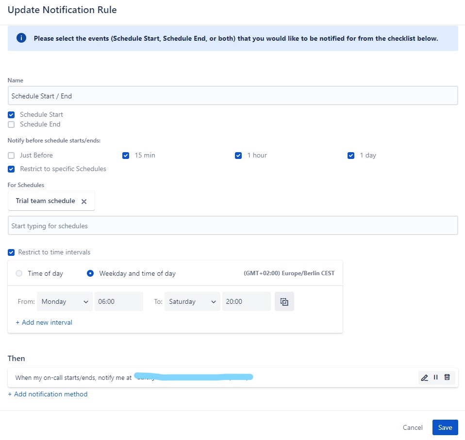 Unable to modify notification alerts in Opsgenie e...