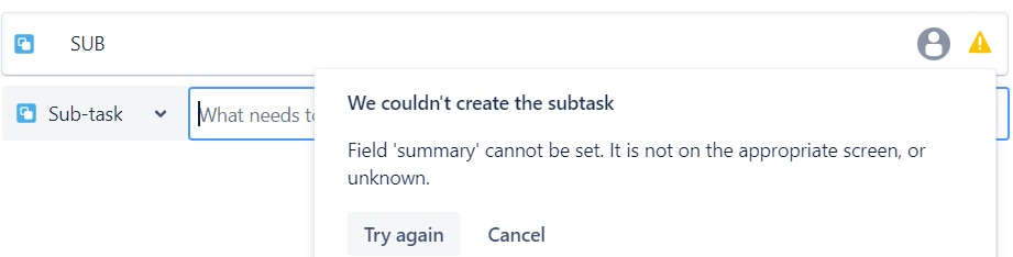 Unable To Create Subtask With Current Assignee