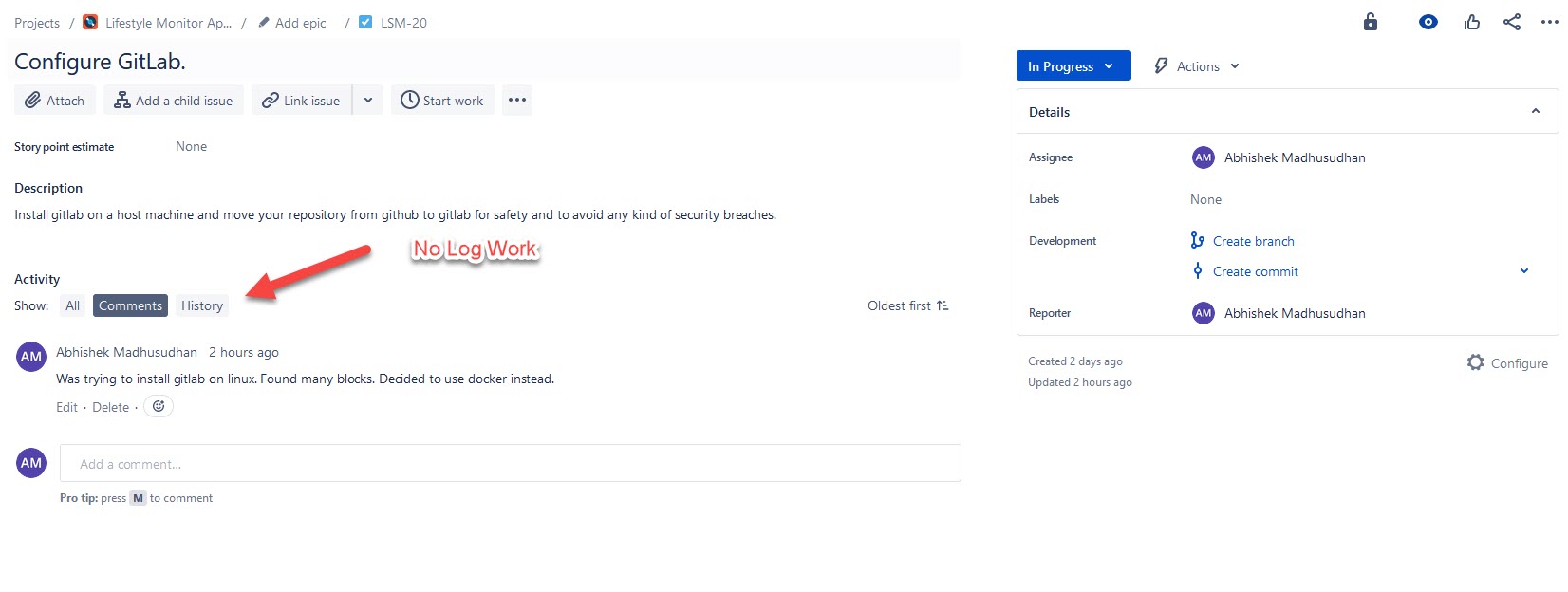 Solved: Unable to see the "Log Work" option on an jira iss...