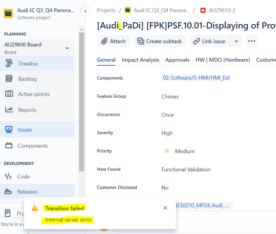 Internal Server Error In Sandbox Jira Cloud While