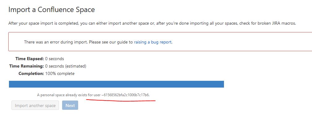 Solved Error Importing Confluence Space