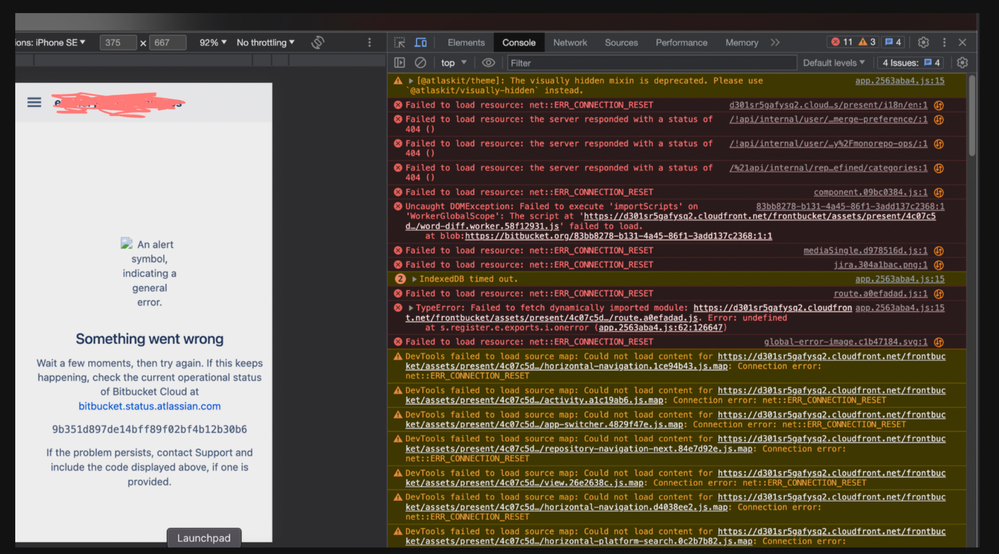bitbucket only displays a white screen/blank scree...