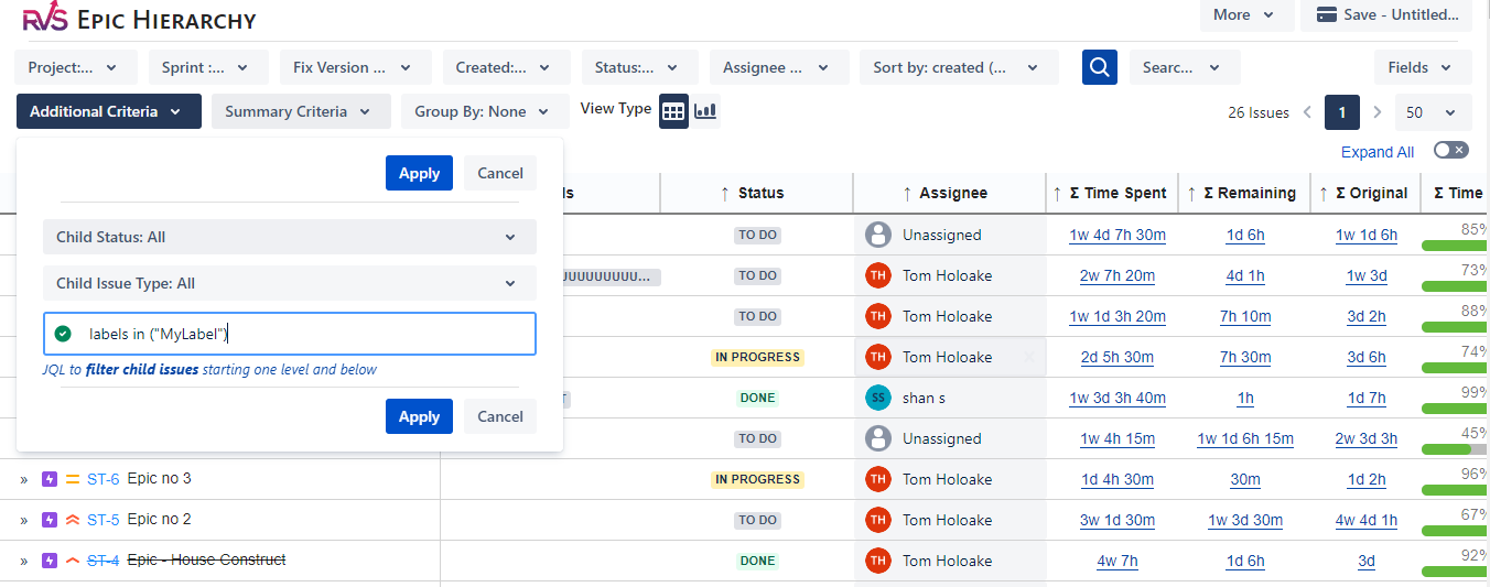 How To Find Issues Related To An Epic Query