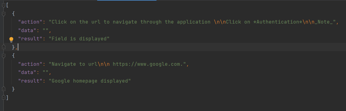 Importing test case in JSON format with hyperllink...