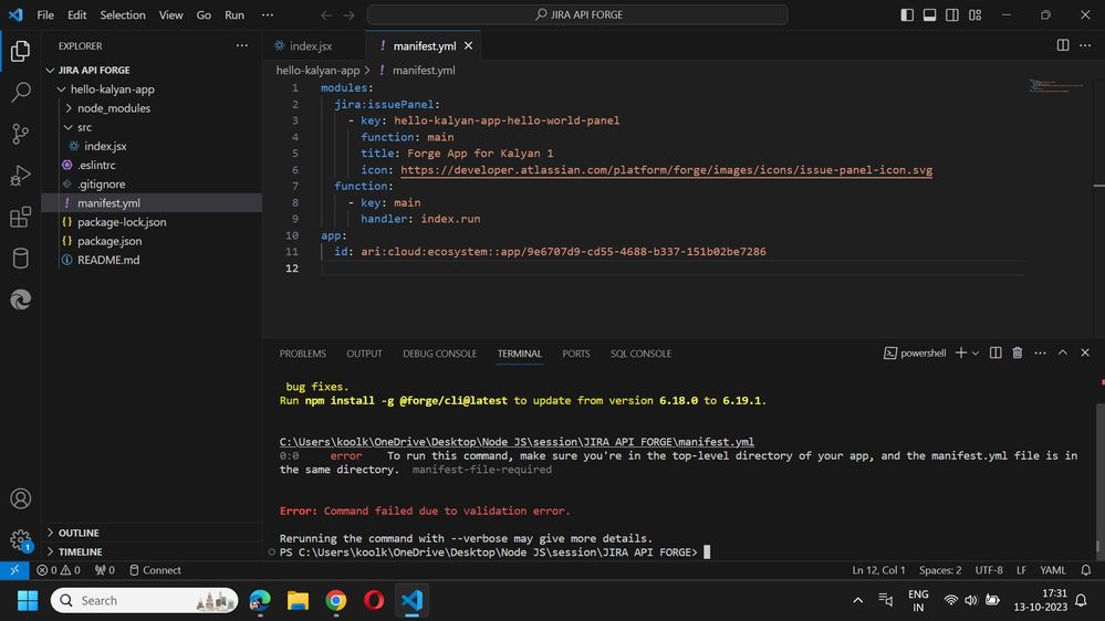 Creating Api By Using Nodejs But Facing Manifesty 
