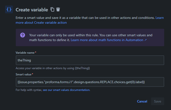 Solved: Using variables in functions in smart values in JI...