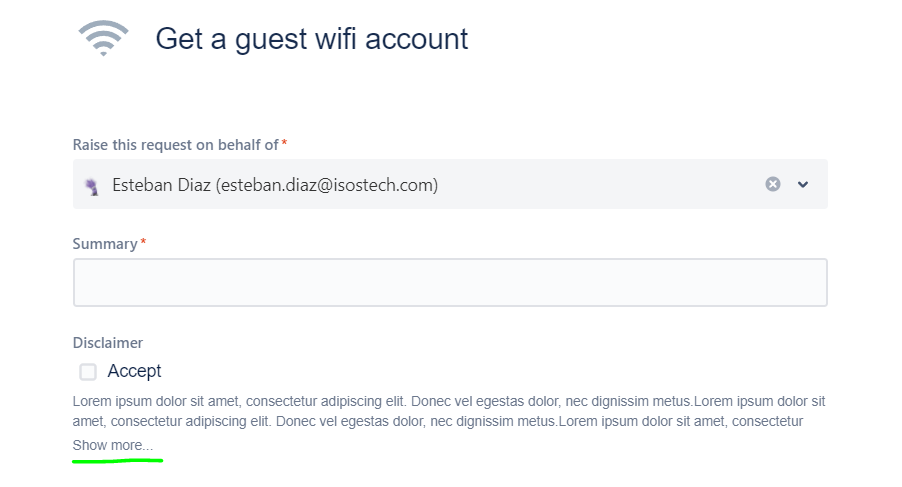 Checkbox To Confirm Disclaimer In Jsm Forms Trans