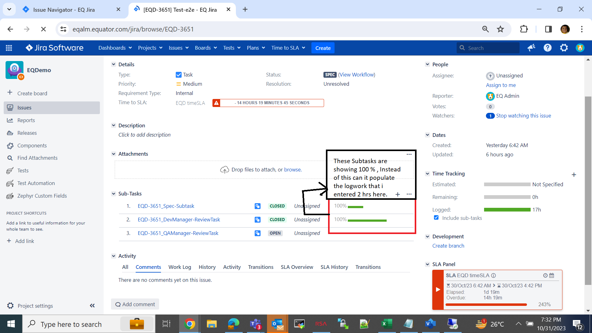 Progress bar in Sub-tasks