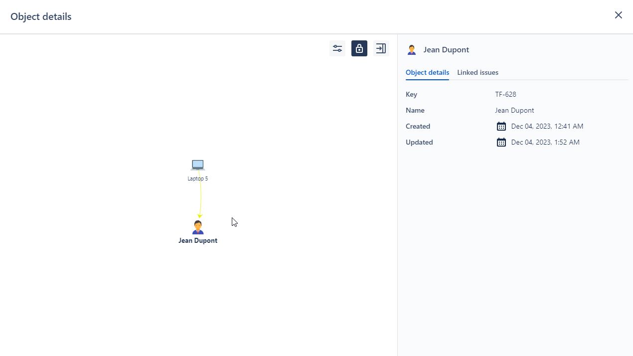 Display the link between two objects in both objec...