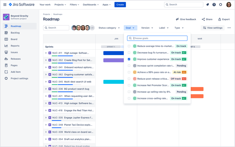 Atlas goals in Jira Software Cloud timeline and pl... - Atlassian Community