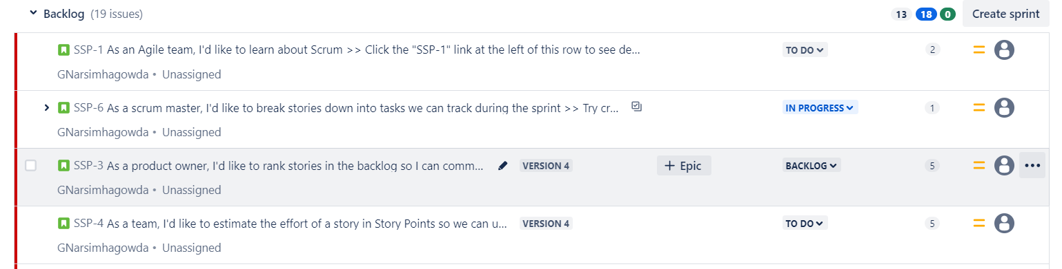 How to add "Backlog" status to Scrum backlog