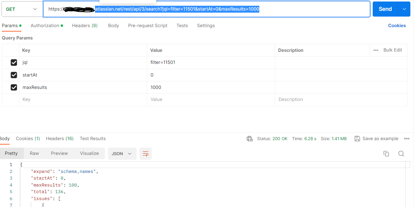 JIRA API is returning only 100 data at a time