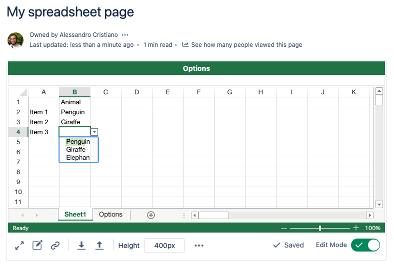 How To create a dropdown menu in my table in Confl...