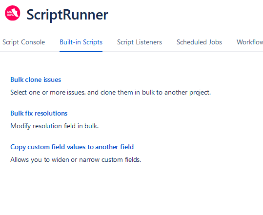 Built-in ScriptRunner Scripts don't appear Built-in ScriptRunner Scripts don't appear