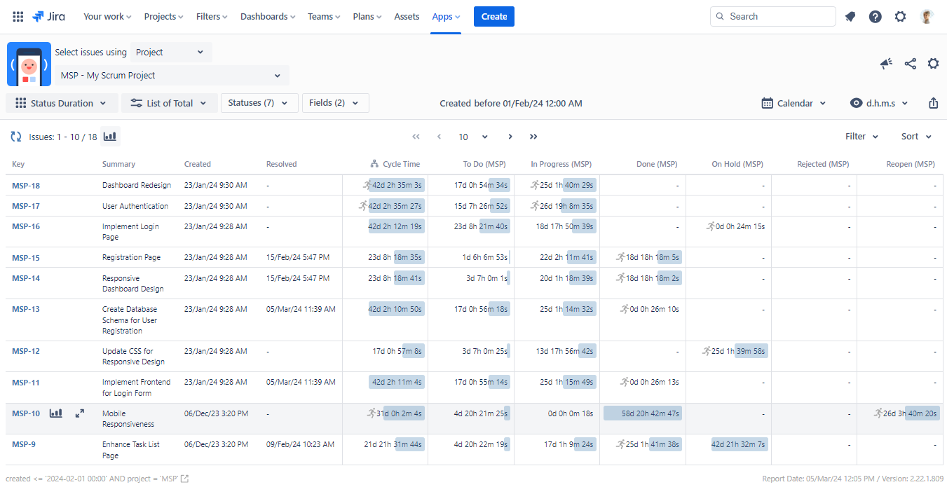 Time In Status Custom Fields