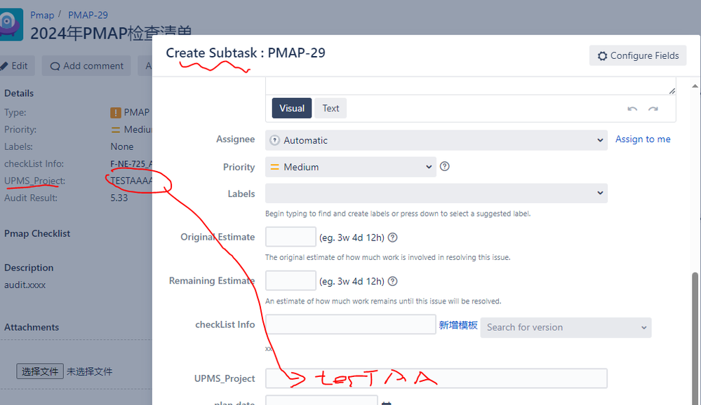 Assign parent field values to the subtask creation... Assign parent field values to the subtask creation...