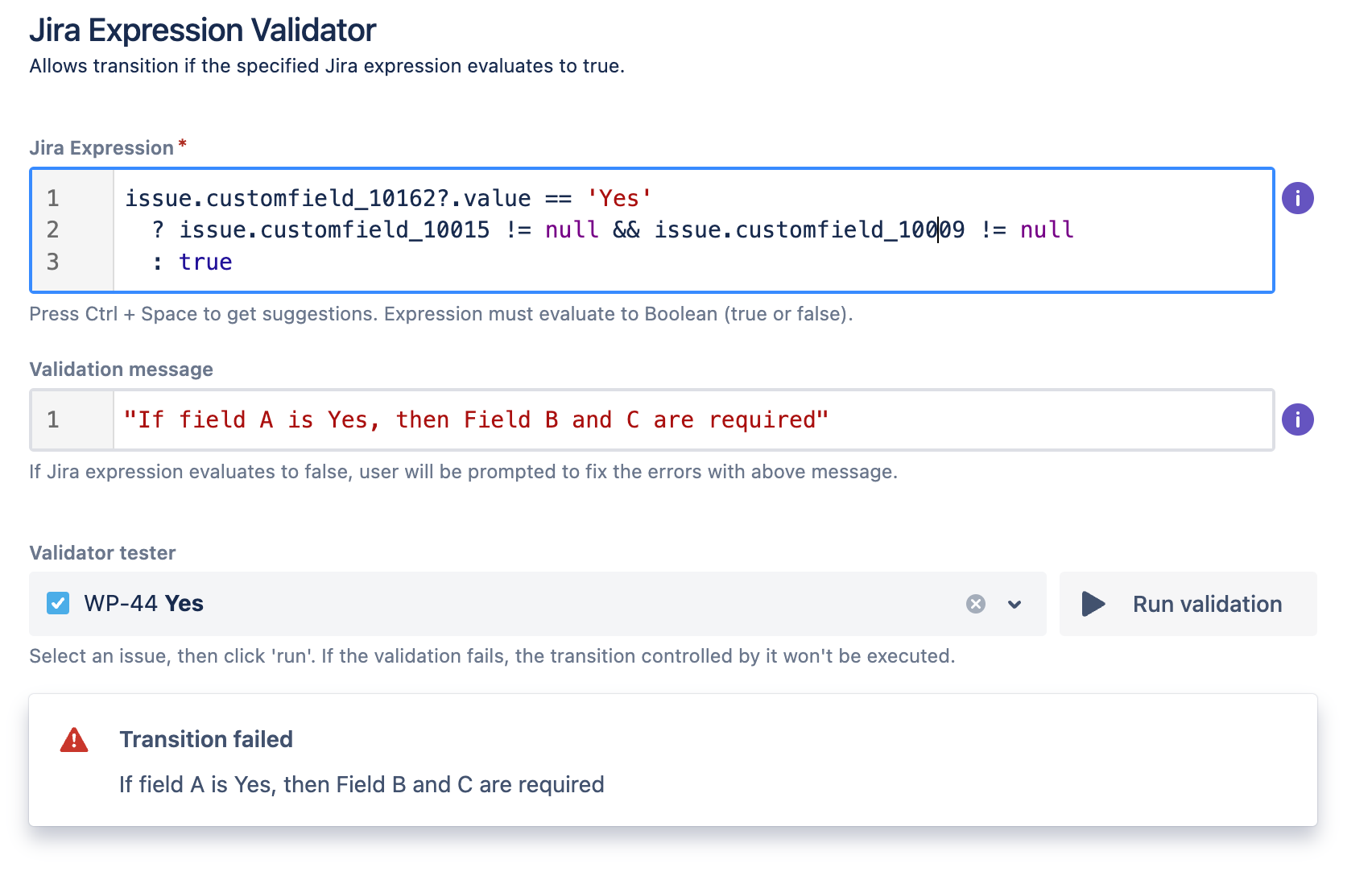 Solved Conditional Validation On Transition