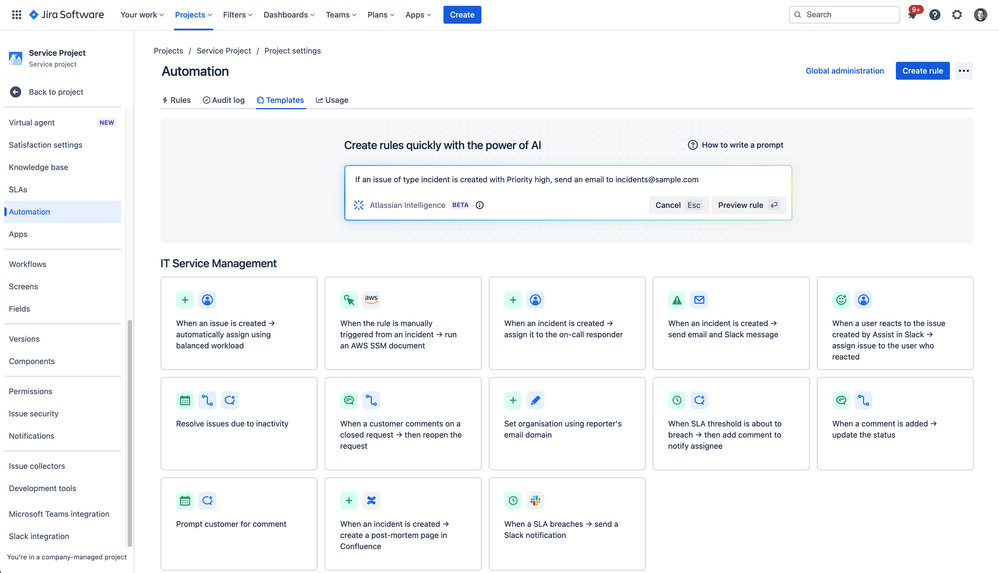 Unveiling new Atlassian Intelligence capabilities in Jira Service Management