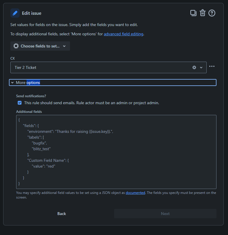 Create Linked Issue Automatic Data Point