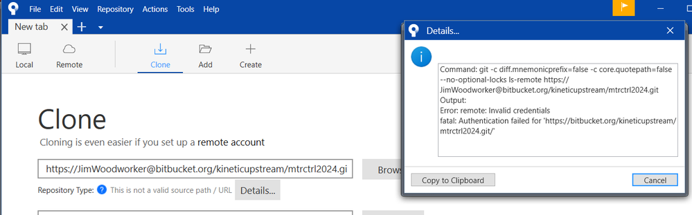 Invalid Credentials When Trying To Clone Repositor