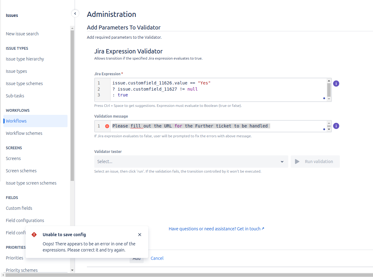 Workflow If Then Validator