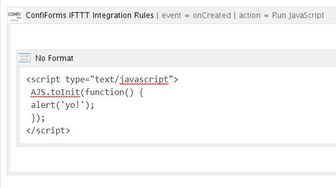 Confluence / confiforms / IFTTT / Javascript