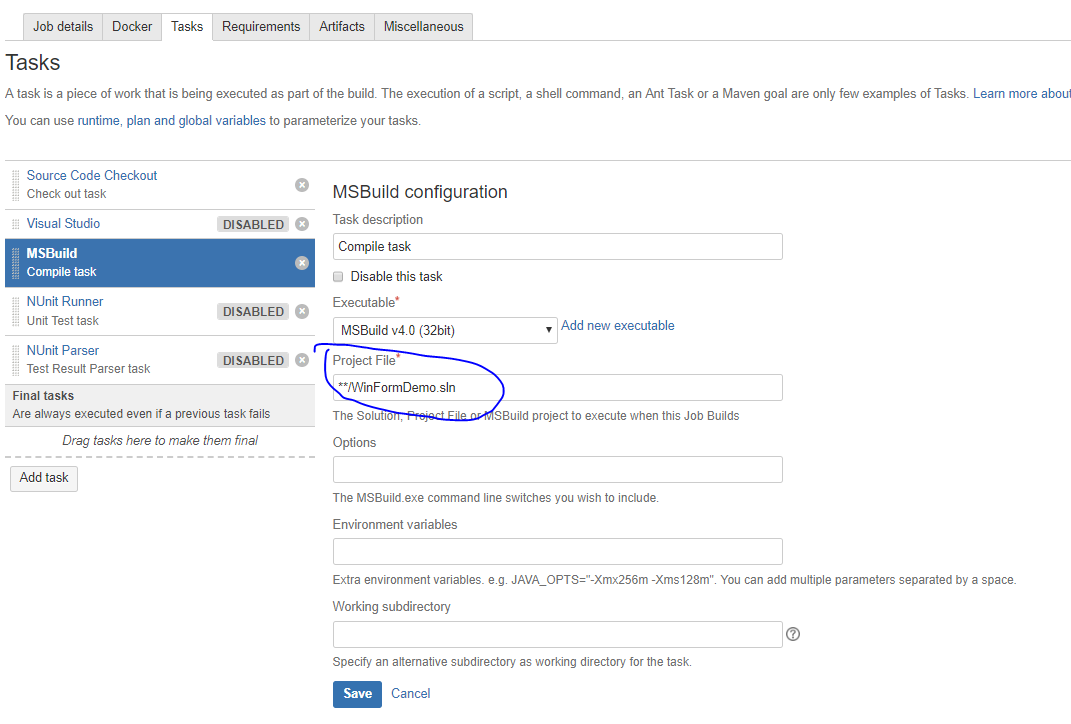 Msbuild Task Failed Because Of Project File Does N